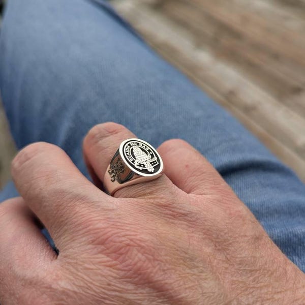 Sinclair Scottish Clan Crest Signet Ring, 925 Sterling Silver Handmade ...
