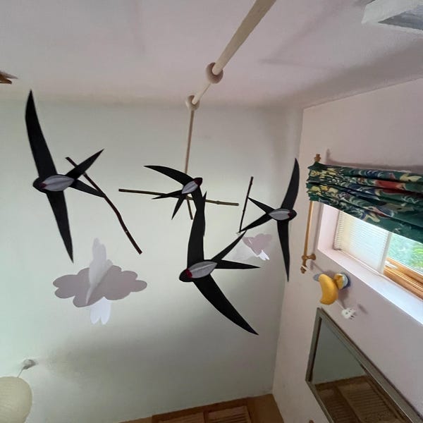 Swallow Bird Mobile DIY Pattern – Black & White High Contrast Flying ...