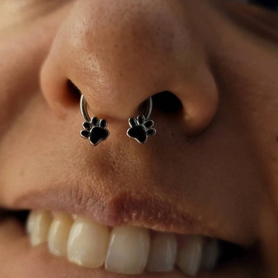 Pearl Cat Paw Septum Ring/16g Nose Ring Hoop/daith - Etsy UK