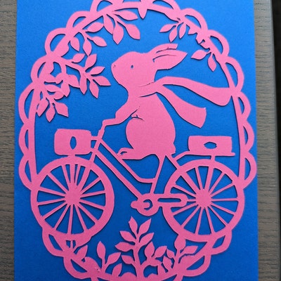 Oval Rabbit Scene Papercut Template Machine Cut Cricut - Etsy