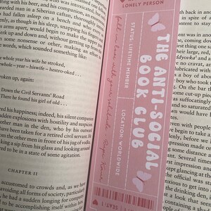 The Anti-social Book Club Bookmark Feminist Bookmark Bookmark Ticket ...