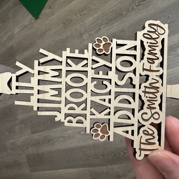 Name Ornament Tree Shape SVG Laser Ready Cut File, Glowforge and ...