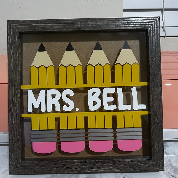 Pencil Name Frame Svg, Pencil Split Monogram Frame, Teacher Svg, School ...
