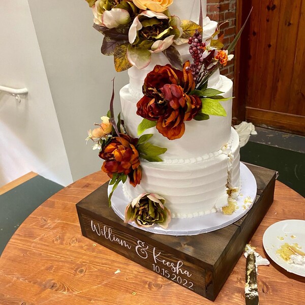 Cake Stand Rustic Wedding Cake Stand Solid Square Wood Cake Stand - Etsy