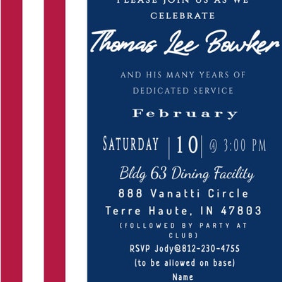 Retirement Party Invitation Template, Military Retirement Invitation ...