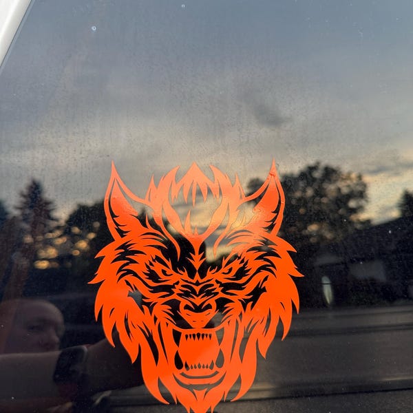 Angry Wolf Head Vinyl Decal Sticker - Fierce and Bold Predator Design ...