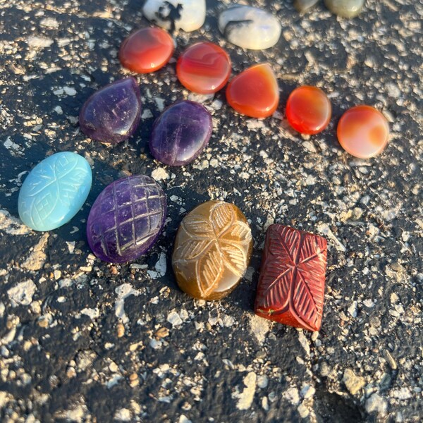 15 Pcs Lot of Thunder Agate Ring Size Cabochon-thunder Agate Jewelry ...