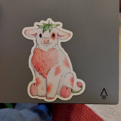 Strawberry Cow Sticker - Etsy