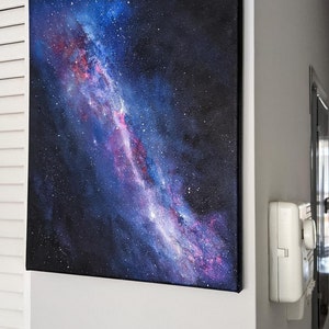 Space and Stars Acrylic Painting on Canvas // Outer Space Wall Art ...