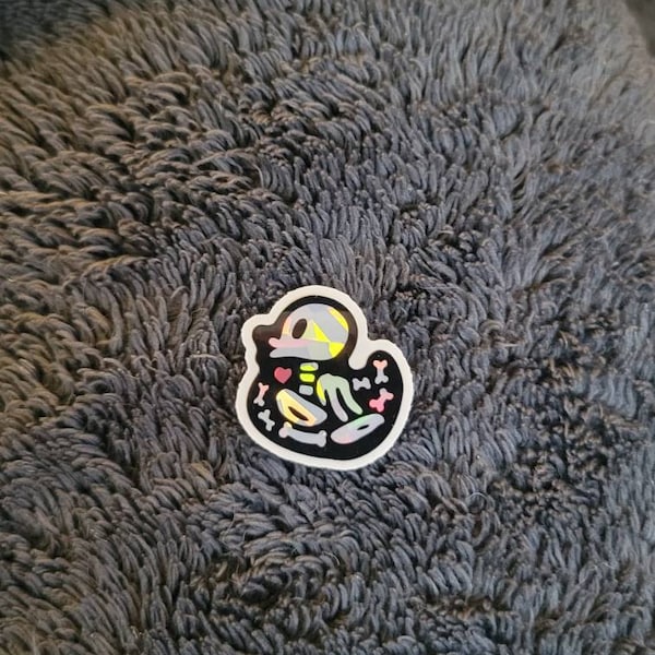 Holographic Skeleton Ducky Mini Stickers Small Waterproof Waterbottle ...