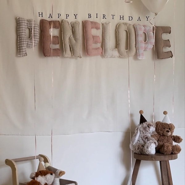 Custom Fabric Name Banner | Puffed Nursery Decor - Etsy