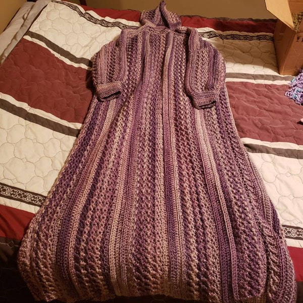Snuggly Sofa Sweater, Crochet Pattern, English USA & Dutch, Hooded ...