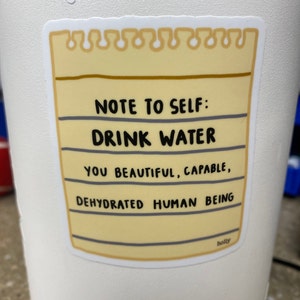 Note to Self Drink Water Sticker 3 Vinyl Sticker, Funny Gifts for ...