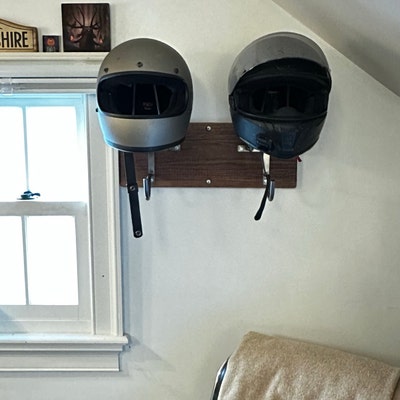 Double Motorcycle Helmet Rack & Jacket Hook, Handmade - Etsy