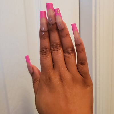 Custom French Initial Press on Nails Initial Press on Nails French Tip ...