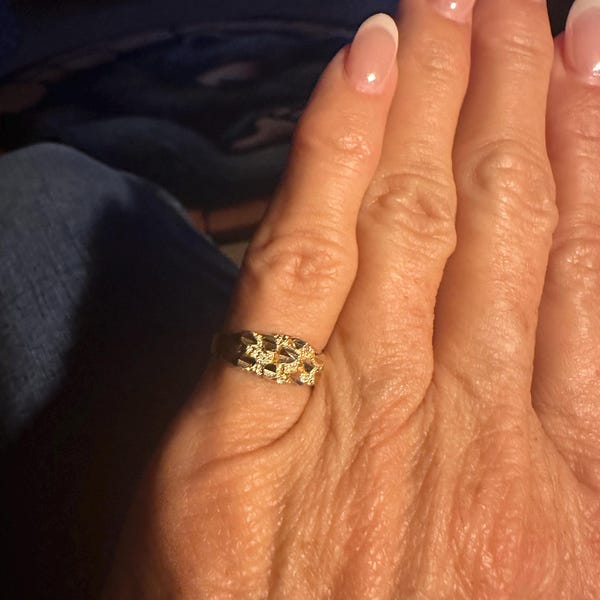10k & 14k Solid Gold Vintage Nugget Smashing Band Ring Gift for Men ...