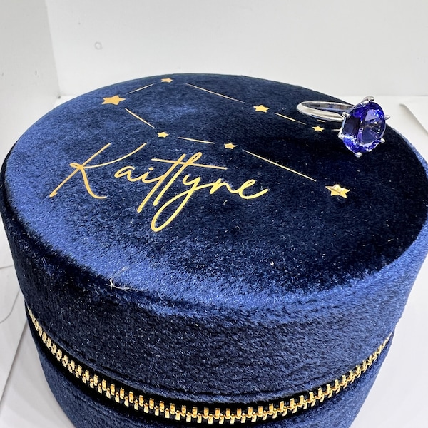 Constellation Custom Jewelry Box, Round Jewelry Case, Customizable ...