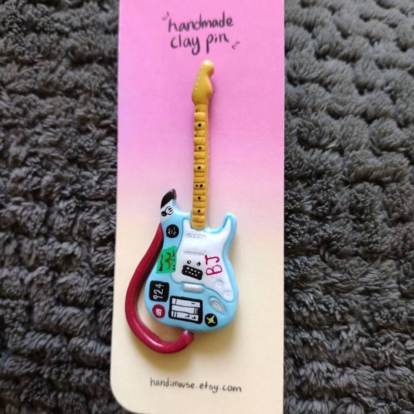 Green Day "blue" Guitar Pin | Handmade Clay Pins | Green Day Billie Joe ...