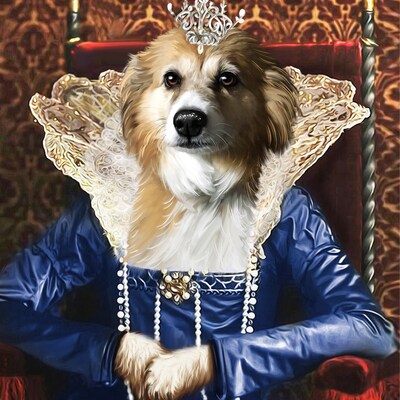 Dog Portrait Female. Your Pet as Queen Princess or Lady - Etsy