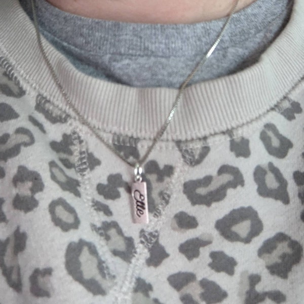Dainty Name Tag Necklace With Box Chain • Custom Initial Tag Necklace ...