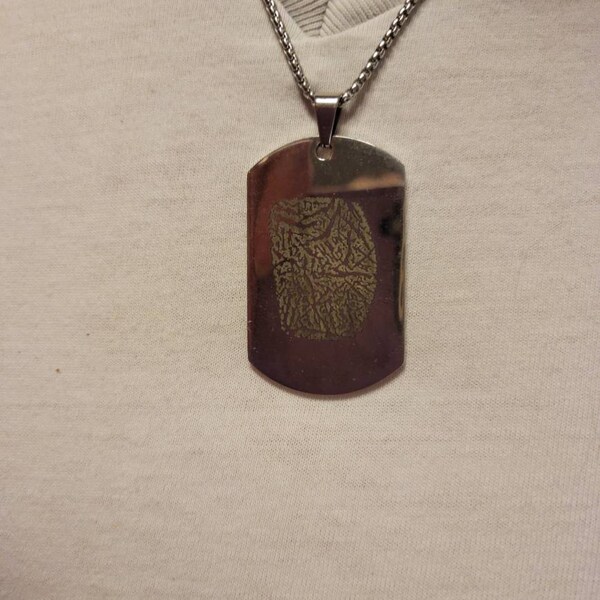 Personalized Fingerprint Dog Tag W/ Two Name - Laser Engraved ...