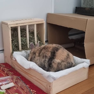 Rabbit Hay Feeder With Litter Box, Made by Asaswood - Etsy