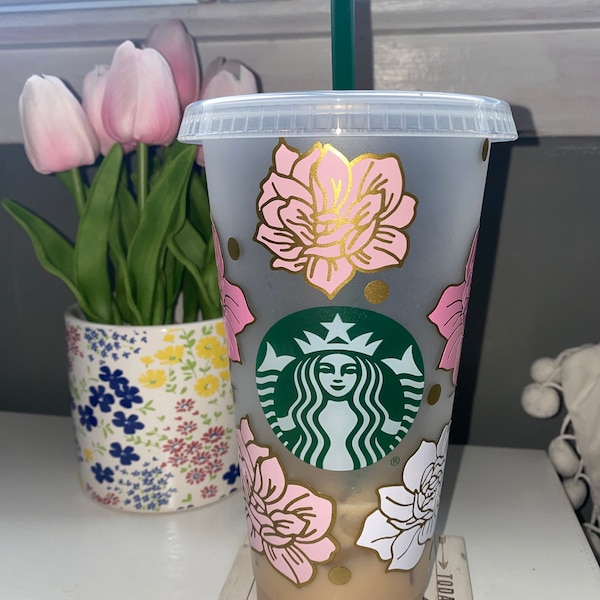 Hibiscus Custom Hibiscus 24oz Cold Cup, Flower Cup, Floral Cup ...