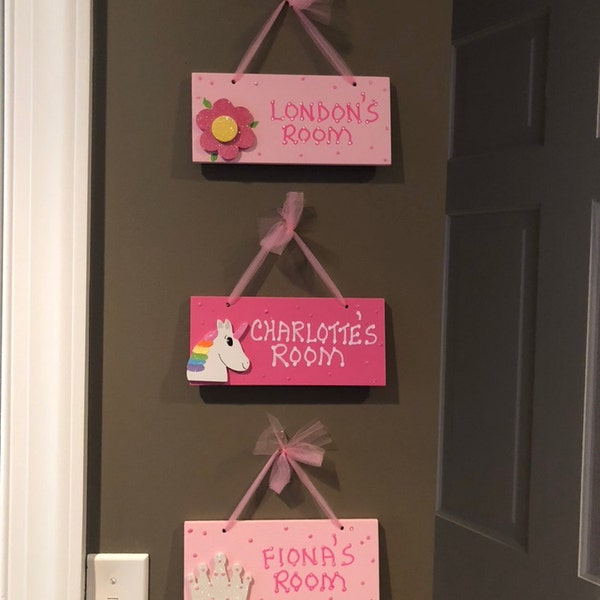 FLOWER Room Sign, Hand Personalized. Girl's Room Decor. Children's Name ...