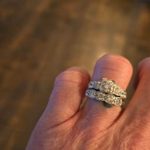 1890's Retro Edwardian Antique Round Cut Diamond Engagement Ring Set ...