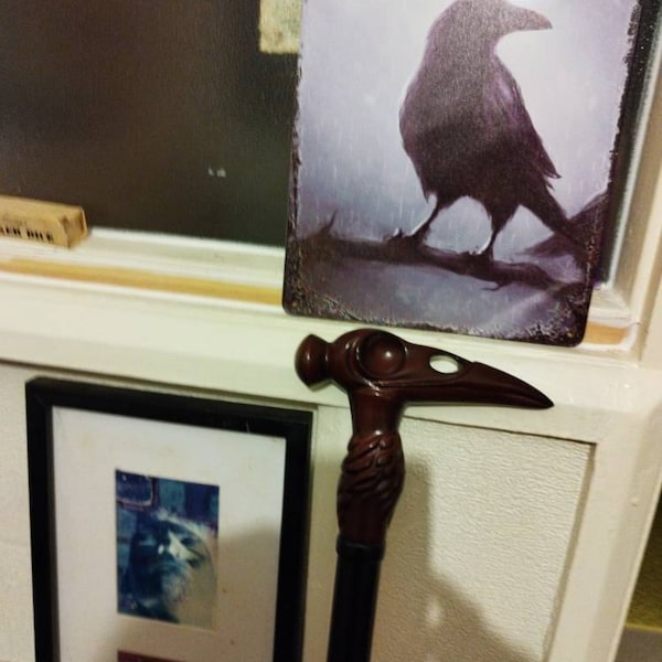 Crow Walking Cane, Raven Cane Walking Stick, Wooden Cane Handcarved ...