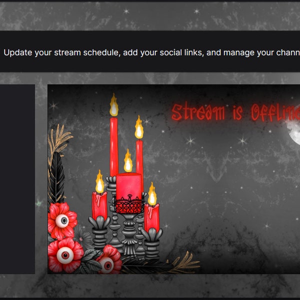 Spooky Twitch Overlay Package, Creepy Stream Package Black & Red ...