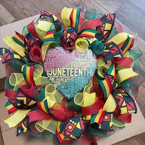 Juneteenth Wreath Kit – Butterfly Welcome Sign & 4 Wired Ribbons (3 ...