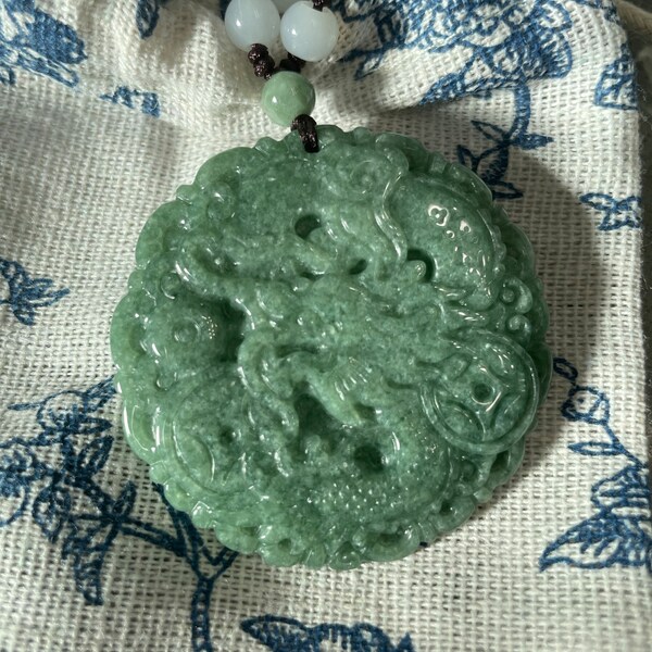 Year of the Dragon, Green Jade Dragon Jewelry Pendant Gift, Handmade ...