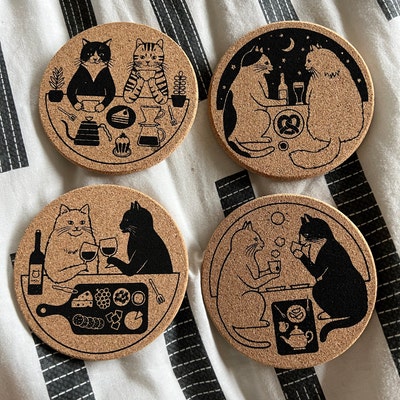 Cat Pairings Coaster Set - Etsy