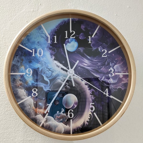 Astronaut in Space Wall Clock - Celestial Timepiece, Silent Operating ...