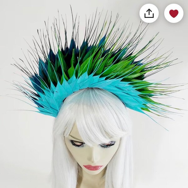 Royal Blue Feather Crown for Races Blue Feather Fascinator for ...