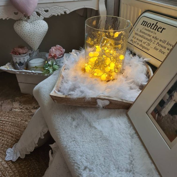 White Metal Shabby Chic Heart Tray, Boudoir, Bedroom Decor, Dressing ...