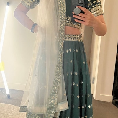 Printed Blue Georgette Lehenga Choli With Printed Embroidery - Etsy