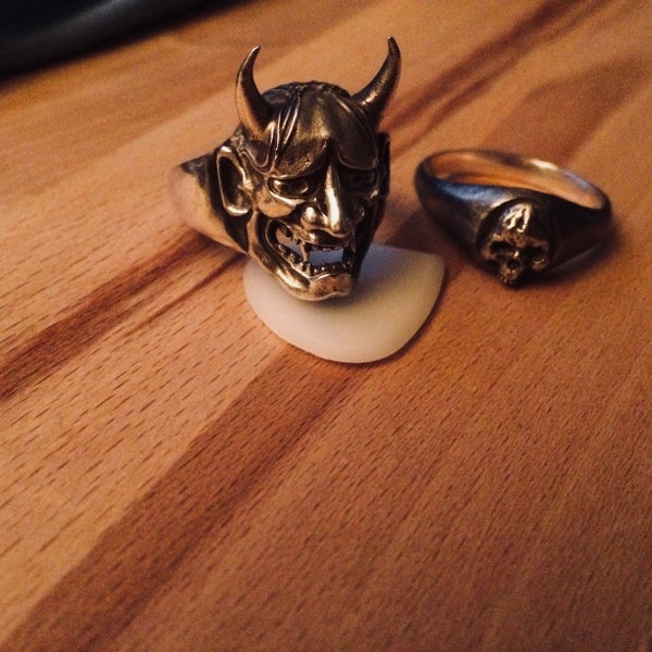 925 Sterling Silver Hannya Ring / Devil Ring / Evil Ring / Skull Ring ...