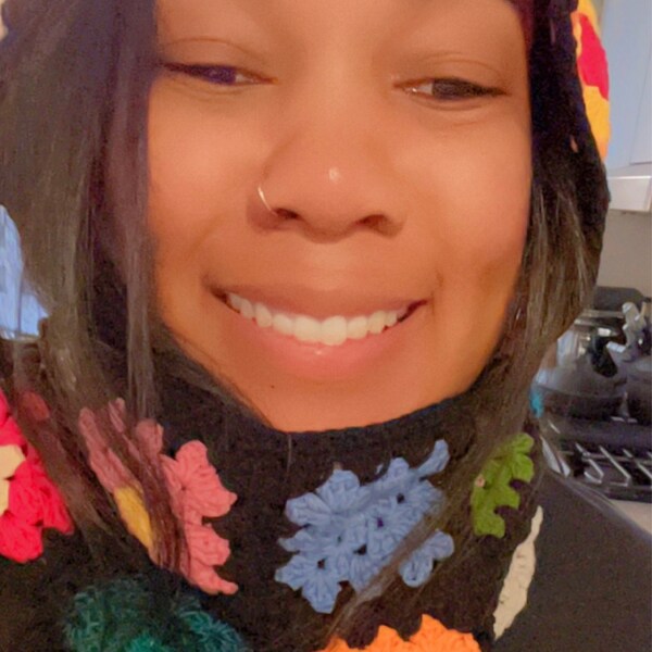 Black and White Granny Square Crochet Balaclava, Hand Knitted Present ...