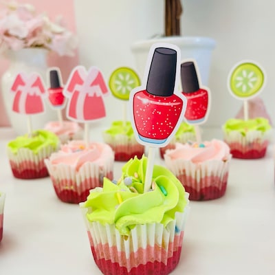 Spa Cupcake Toppers Spa Birthday Cupcake Toppers Spa Party Cupcake ...