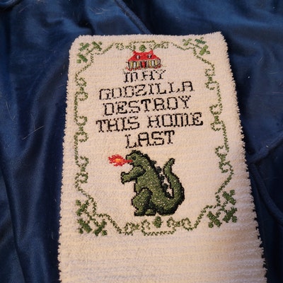 May Godzilla Destroy This Home Last Embroidered Kitchen Towel - Etsy