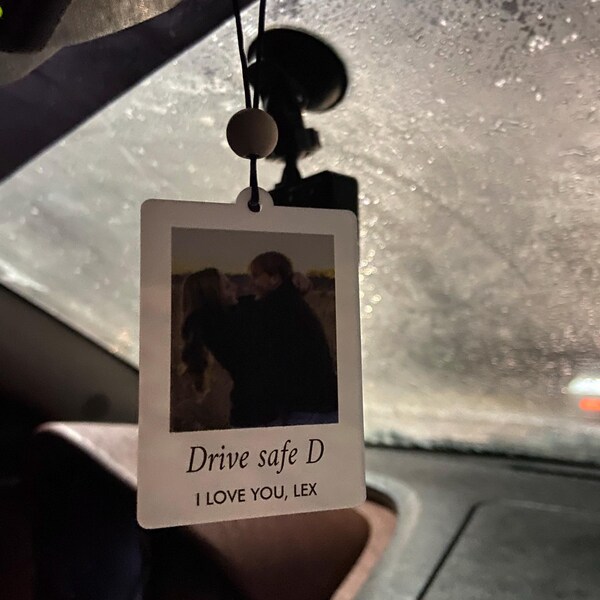 Custom Photo Car Mirror Tag Photo Ornament Photo Drive Safe Rear View ...
