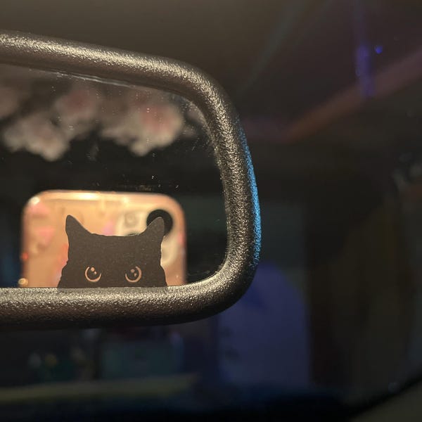 Cat Peeker Decal, Car Decal, Black Cat Peeker Sticker, Blank Button ...
