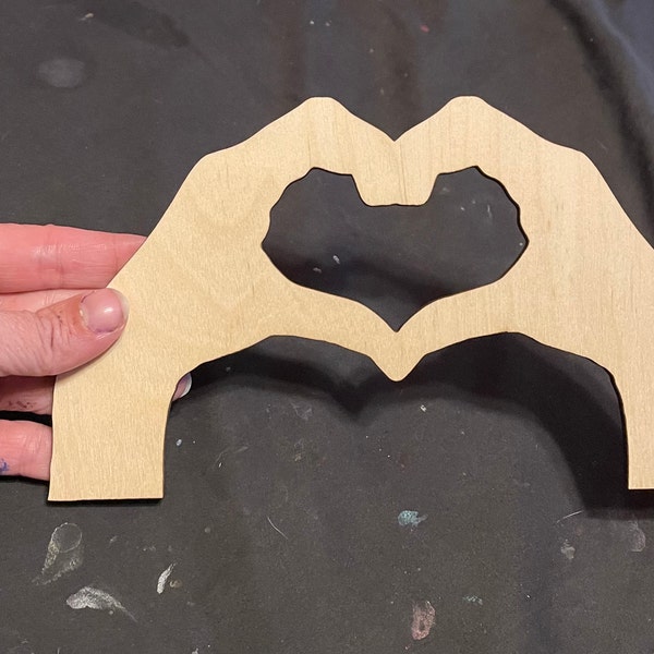 Hand Heart 001 Unfinished Wooden Cutout for Crafting, Home & Room Décor ...