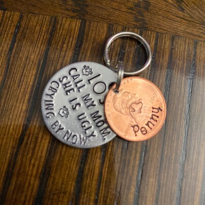 Hand Stamped Personalized Penny Pet ID Tag, Custom Funny Pet ...
