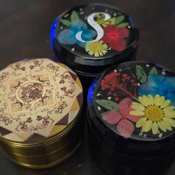 Custom Herb Grinder - 2.5” Pink Rose Gold or Black Holographic Grinder ...
