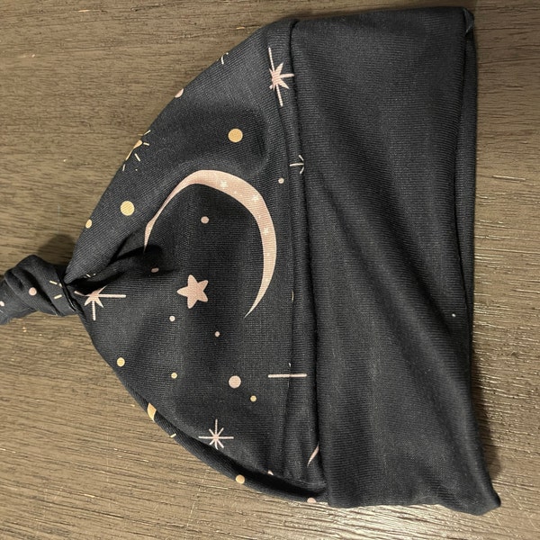 Baby Girl Pink Moons & Stars Swaddle Set, Celestial Headband Bow / Knot ...