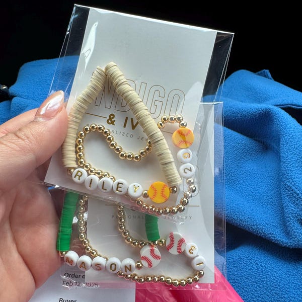 Custom Bracelet Stack | Beaded Name Bracelet | Mama Stackable Bracelets | Heishi Clay Bead Word ...