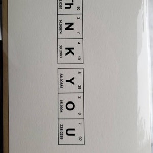 Geeky Greeting Card Thank You Periodic Table of the Elements thnk You ...